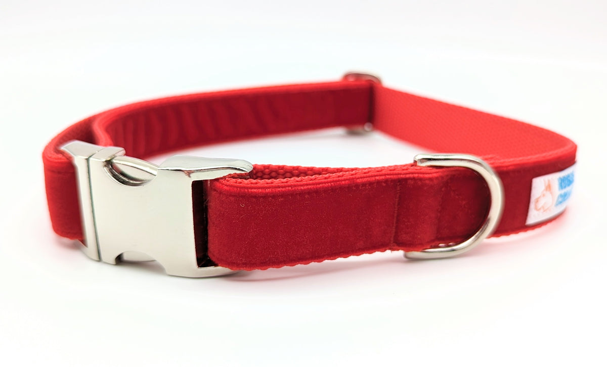 Red Velvet X-LARGE Dog Collar - Ready to Ship – Rogue Collars